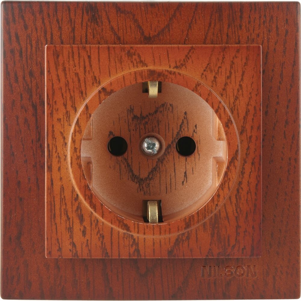 Одноместная розетка Nilson TOURAN WOOD