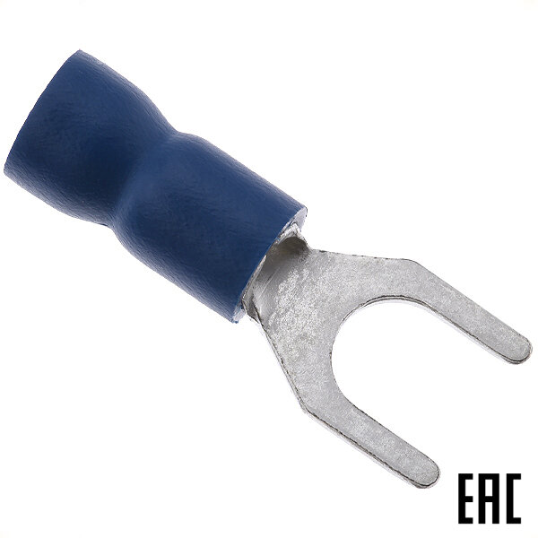 Наконечник 47487 НВИ 2,5-5 медный 2,5мм2 вилочный изолированный синий, ПВХ (КВТ) (500 шт. в наборе)