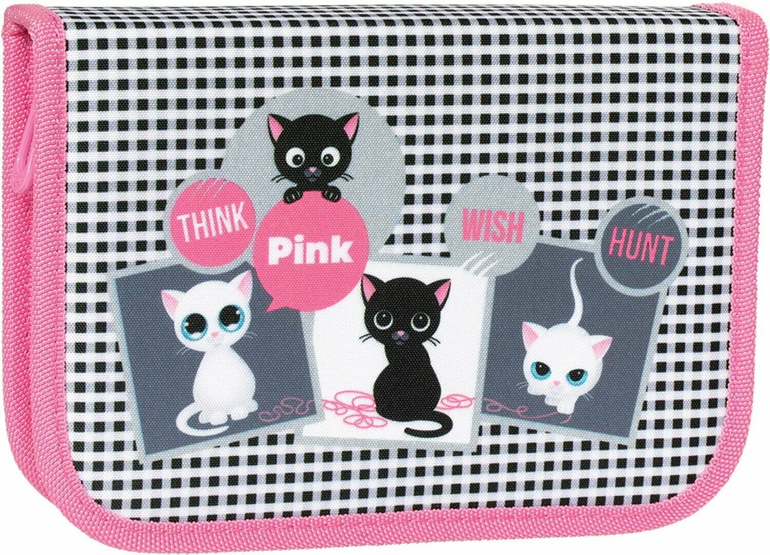 Пенал Tiger Family (1 отделение, 1 откидная планка, ткань), "Think Pink", Европейский (228968)
