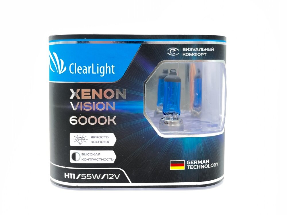 ClearLight Лампа 12V H11 55W PGJ19-2 6000K XenonVision 2 шт. DUOBOX MLH11XV