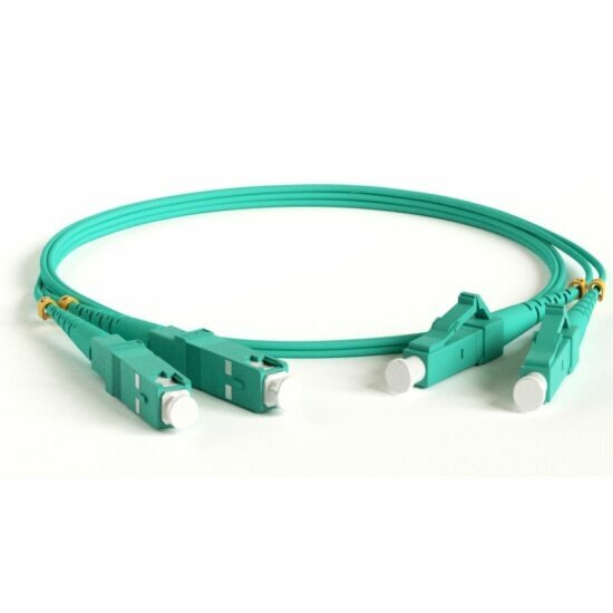 Патч-корд волоконно-оптический Hyperline FC-D2-503-LC/PR-SC/PR-H-2M-LSZH-AQ MM 50/125(OM3), LC-SC, duplex, 10G, LSZH, 2 м