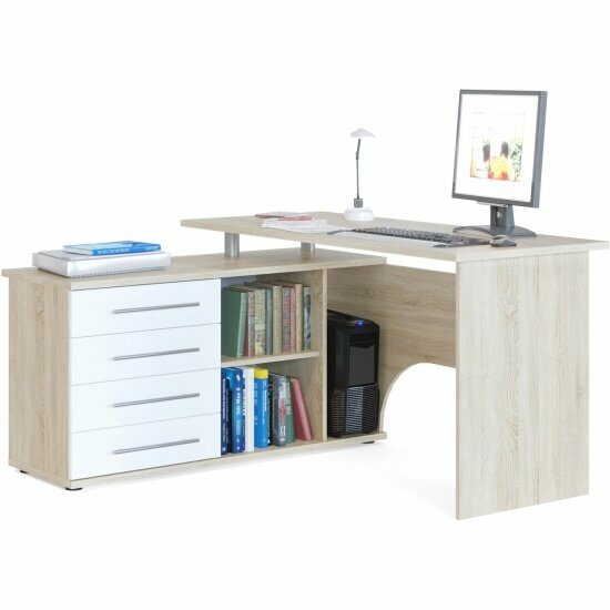 Стол письменный Мебельная Фабрика "сокол" КСТ-109Л Левый Дуб сонома/белый