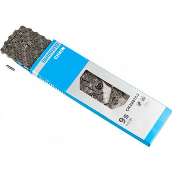 Цепь Shimano E6070, для 9 скоростей сзади и 1скорости спереди, 126 звеньев, для электровелосипедовв, с ампульным пином 1шт, ICNE60709126I