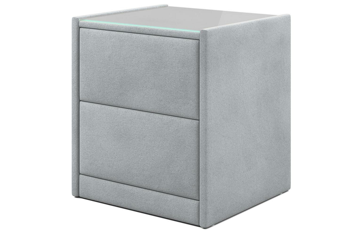 Тумба напольная Hoff Аризона, 45,5х48х41 см, прикроватная, 2 ящика, ЛДСП/ДСП/стекло/ППУ/велюр/холкон, цвет серый