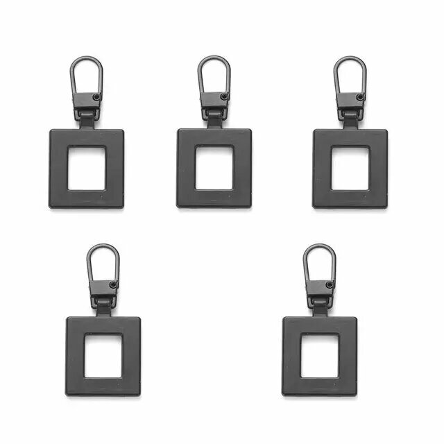 Пуллер для молнии (застежка, держатель, язычок для бегунка молнии) съемный, металл, квадратный, золото, 2 шт.