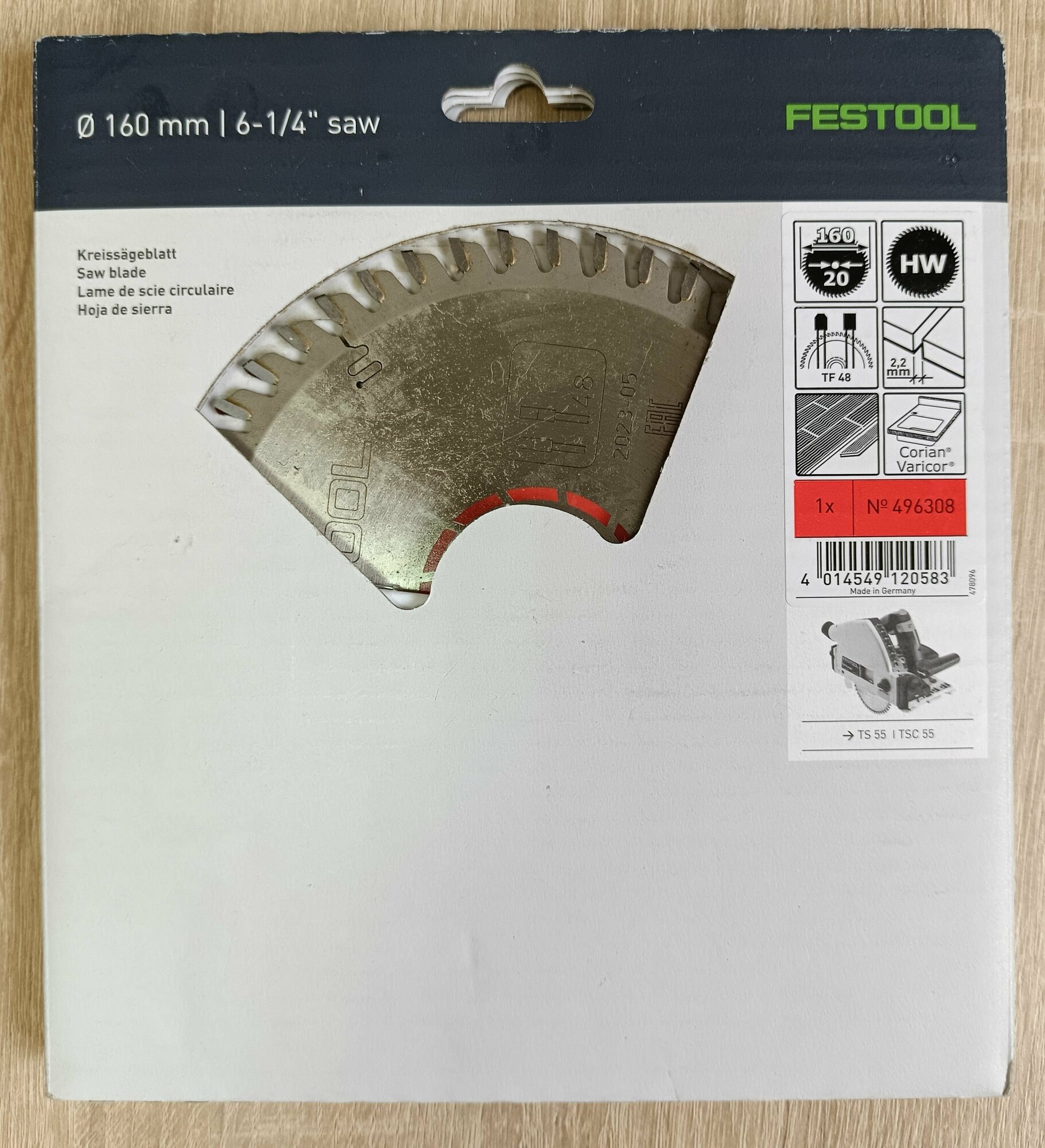 Пильный диск специальный 160x2,2x20 TF48 FESTOOL Фестул 496308
