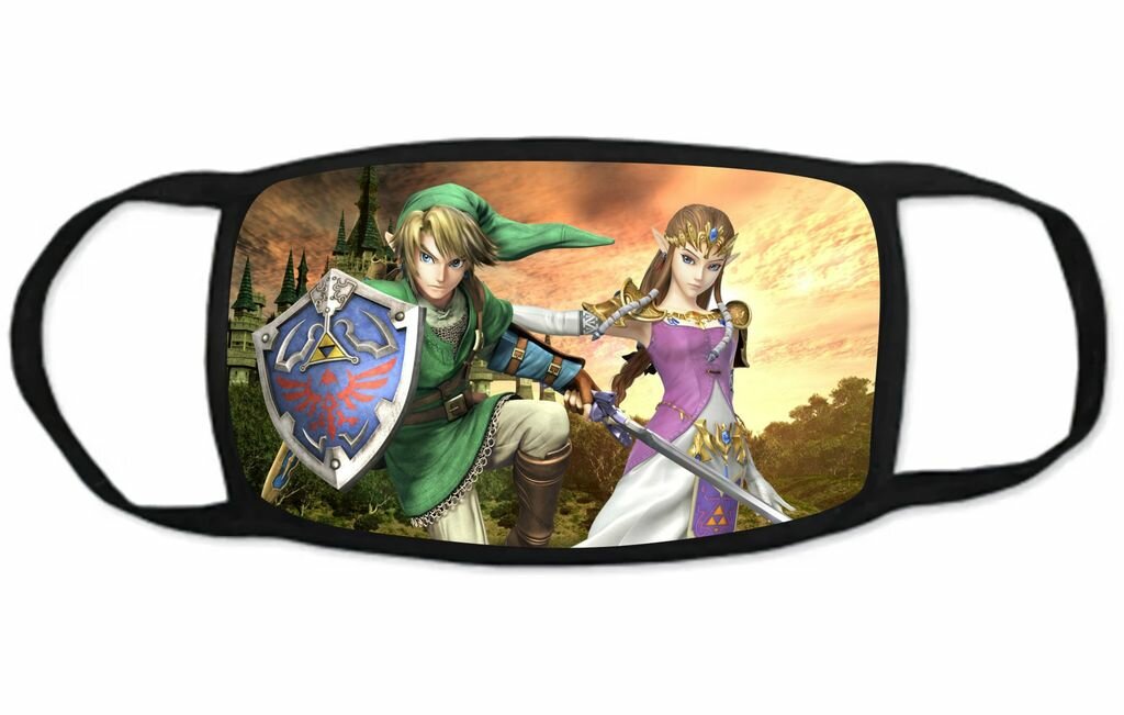 Маска защитная на лицо The Legend of Zelda, Легенда о Зельде №4, Взрослая - 20 на 12,5 см
