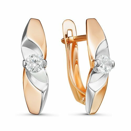 Серьги, красное золото, 585 проба, фианит