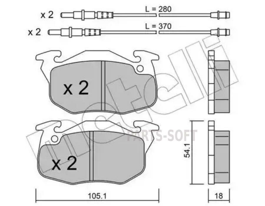 К-т дисков. тормоз. колодок Citroen AX, ZX (-1997), Peugeot 306 (1993-01) Metelli арт. 2200371