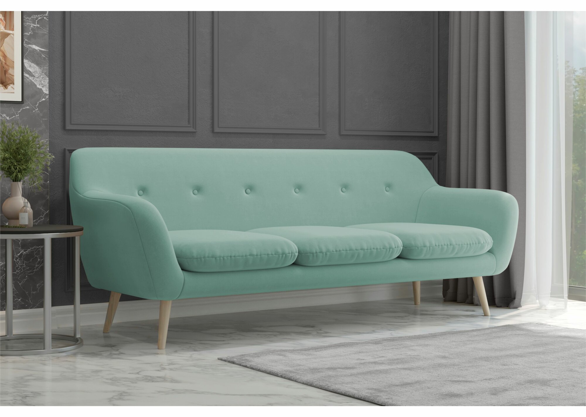 Диван прямой нераскладной Дайсон трехместный в цвете мятно-зеленый (PISTACHIO)