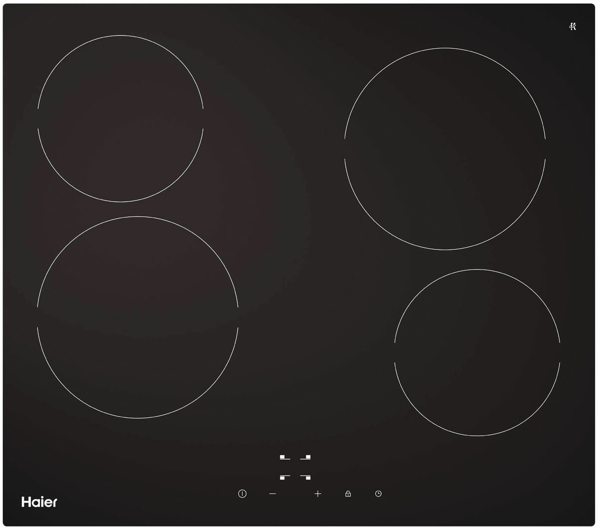 Электрическая варочная панель Haier HHY-C64NVTB 59 см, 4 конфорки стеклокерамика, черный