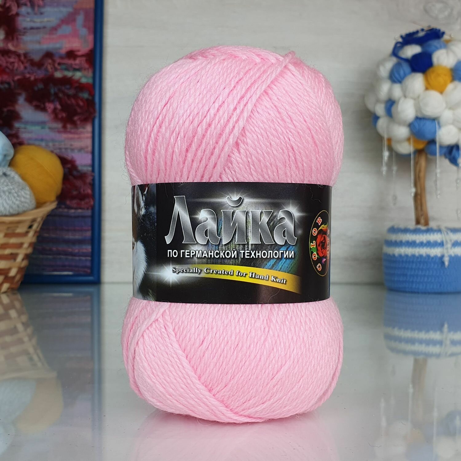 Пряжа COLOR-CITY Лайка 250 м Колор-сити, розовый - 2107, 75% меринос, 25% полугрубая шерсть собаки, 10 мотков, 100 г, 250 м.