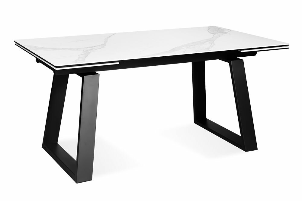 Стол обеденный керамический прямоугольный раздвижной ROVENA 160 ONIX CER BK на металлокаркасе, столешница керамика, цвет белый глянец, 160(240)х90 см
