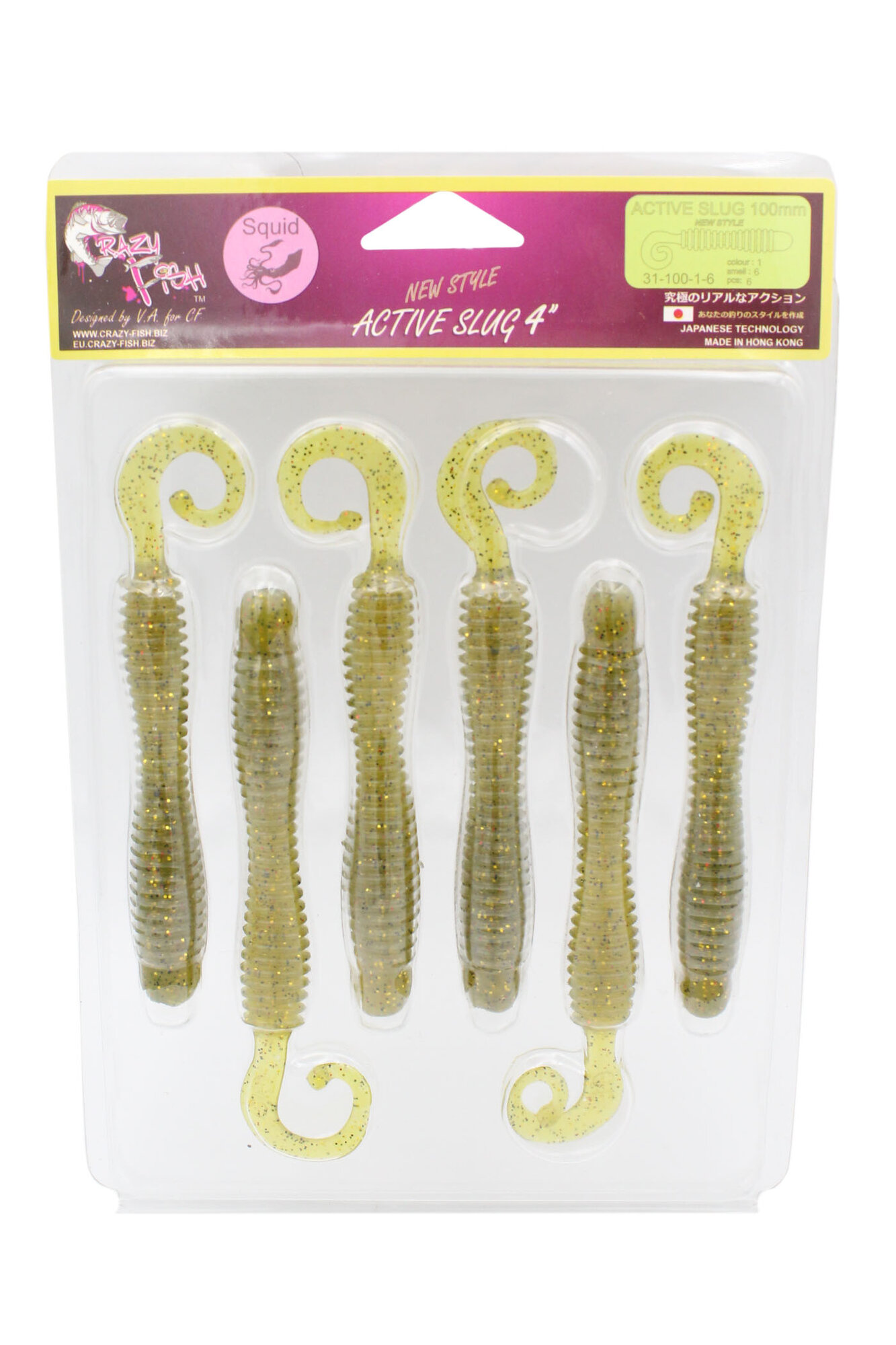 Силиконовая приманка мягкая съедобная Crazy Fish Active Slug 4" 10.00 cм 31-100-1-6 6 шт.