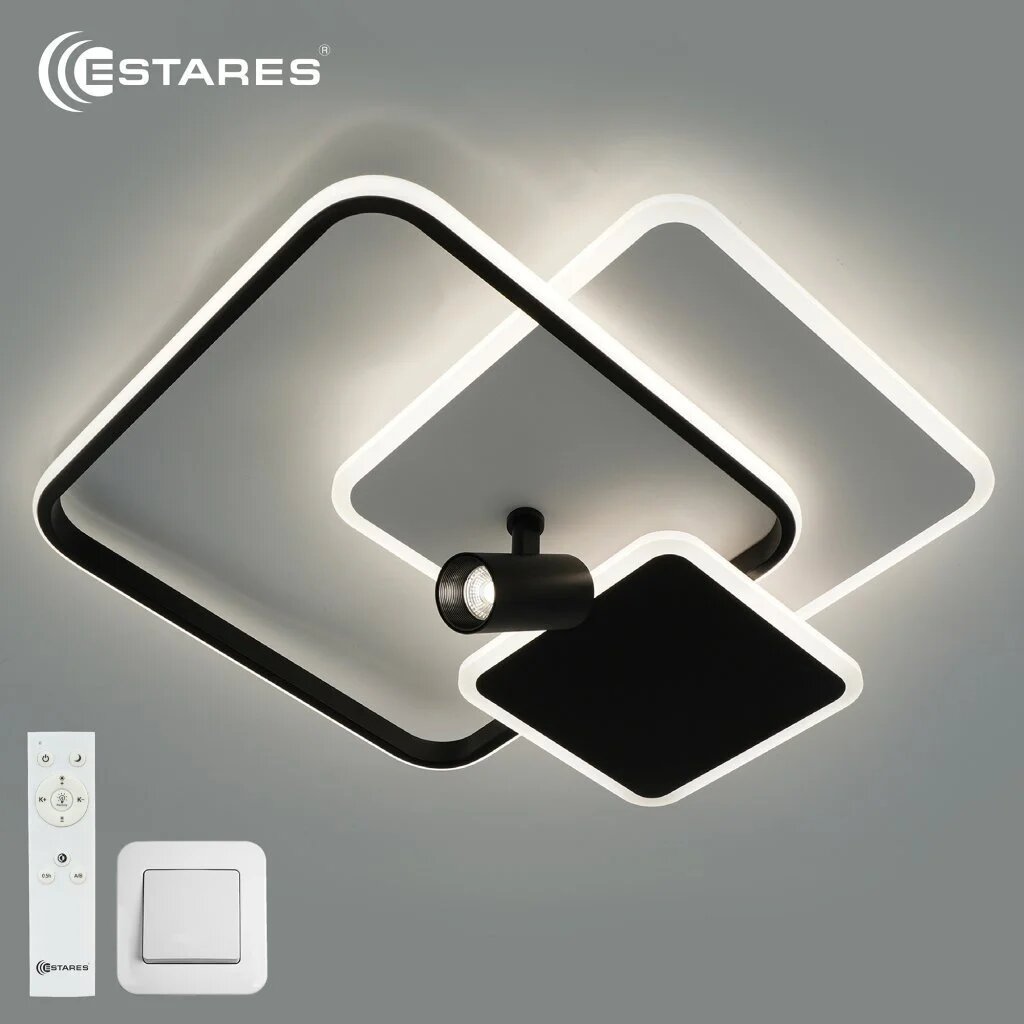 Управляемая светодиодный светильник ECLIPSE 95Вт 3S-1DL-RC-515х480x130-WHITE/BLACK-220-IP20