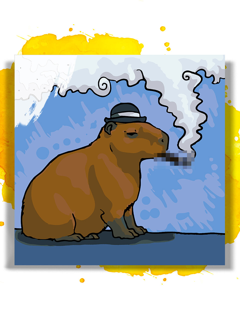 Картина по номерам на холсте Капибара дым, 50 х 50 см