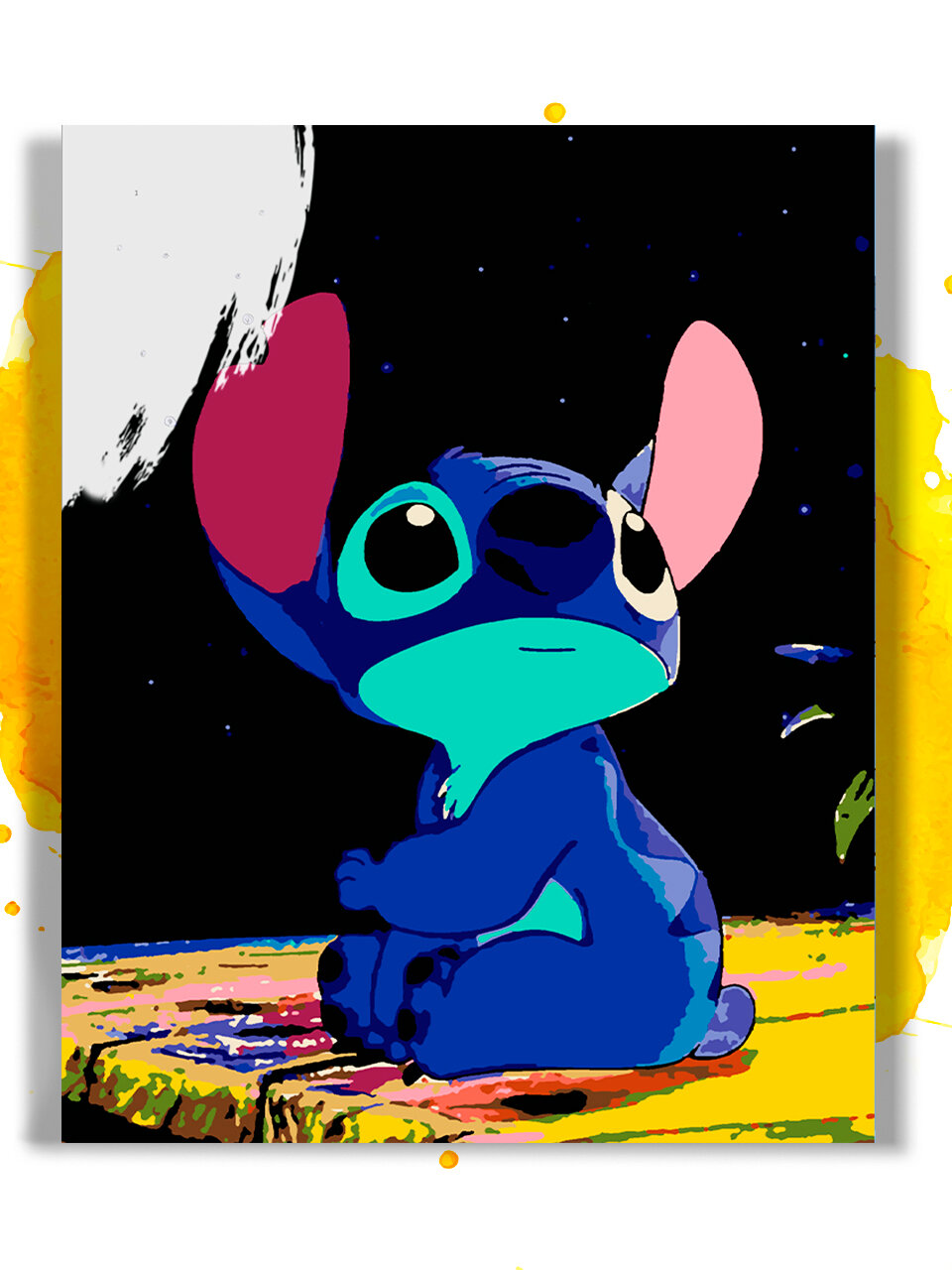 Картина по номерам на холсте Стич ночью, 30 х 40 см