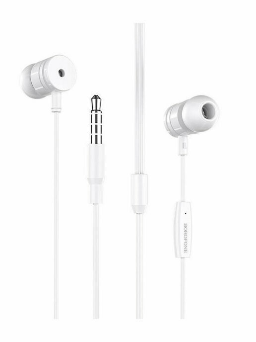 Наушники проводные с микрофоном Borofone BM31, mini Jack 3.5 mm, 1.2 метра, Белый