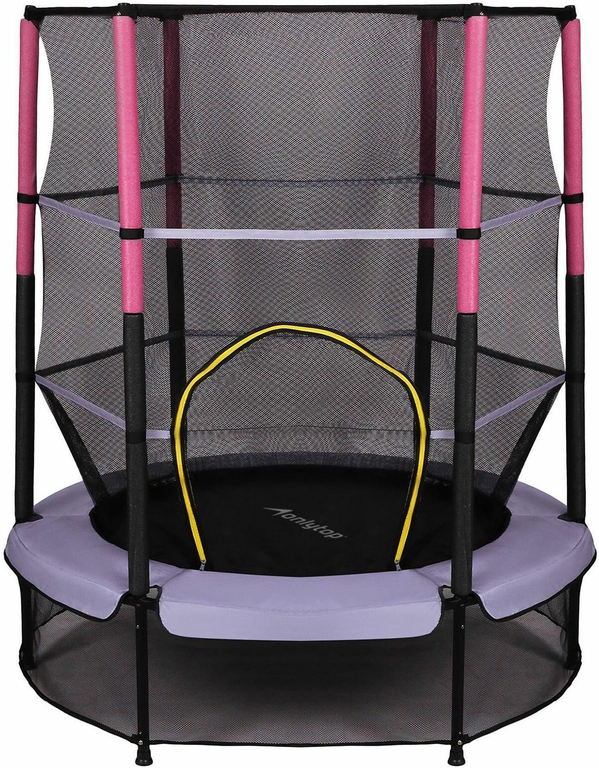 Большой каркасный батут ONLYTOP с сеткой и крышей для дома и дачи, игровой центр для прыжков, спортивный батут для джампинга и фитнеса, манеж, диаметр 140 см, высота сетки 125 см