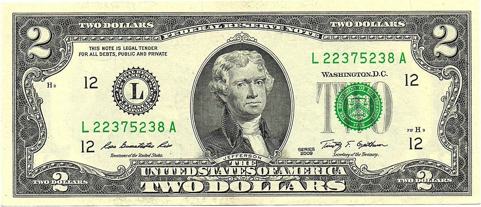 2 доллара США 2009 года 2237