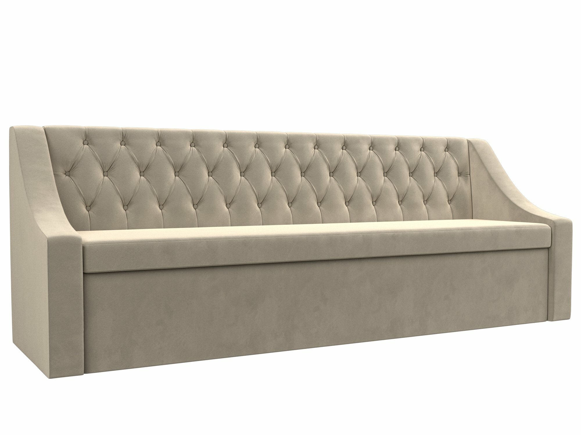 Диван кухонный прямой Мерлин, микровельвет, механизм дельфин, бежевый, 199x63x87см. Хит Диванов