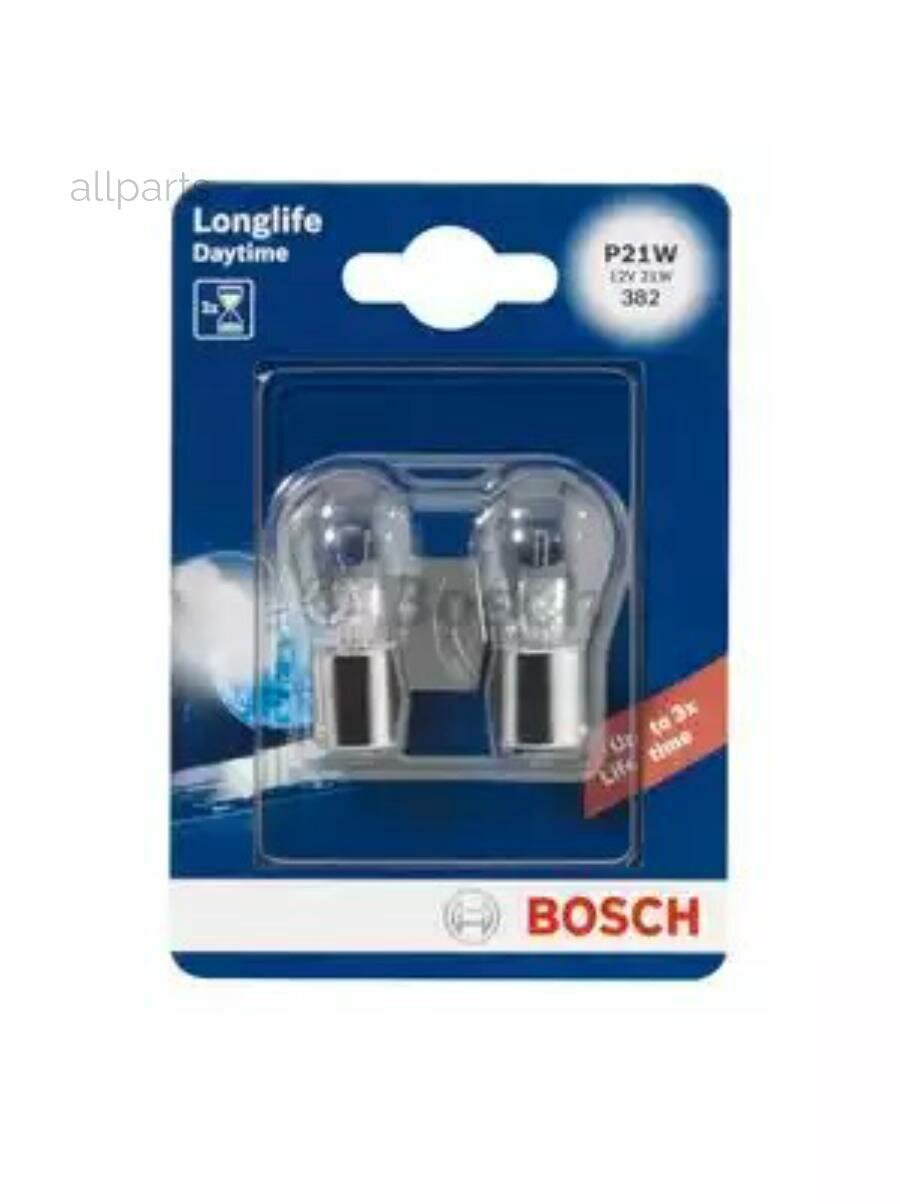 BOSCH 1 987 301 050 Лампа 12v 21w p21w longlife day (блистер 2 шт)