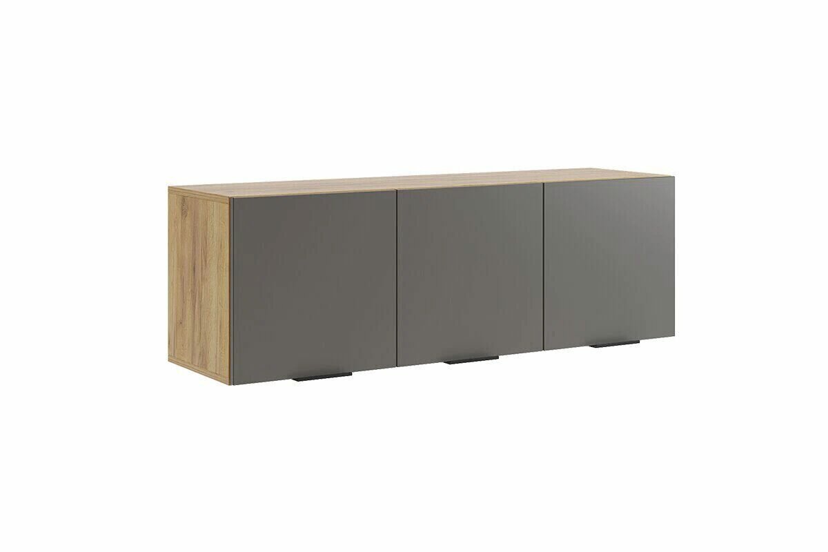 Антресоль трехдверная «Бери», дуб крафт золотой/графит (1200х350х400)