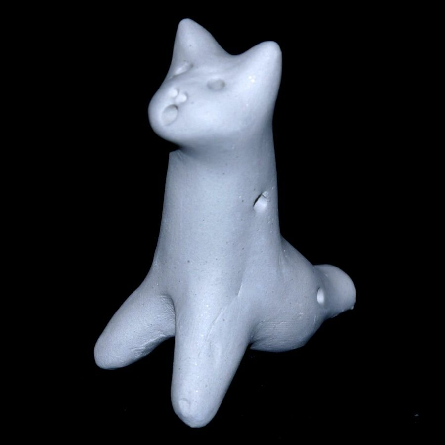 Свисток "Кот" (без раскраски), Филимоновская глиняная игрушка, ручная авторская работа