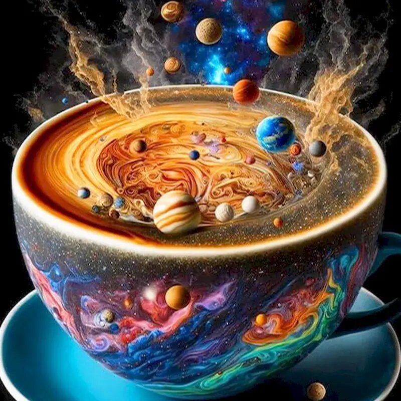 HUACAN Набор для вышивки крестом "Пейзаж планеты" 40x40cm, 1407, 11CT white canvas