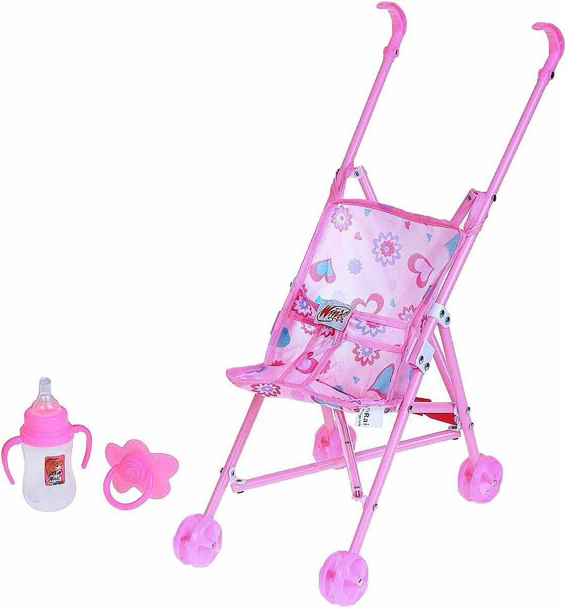 Детская игрушечная коляска-трость "WINX Блум" для куклы с аксессуарами, прогулочная складная модель для пупса с двойными пластиковыми колесами