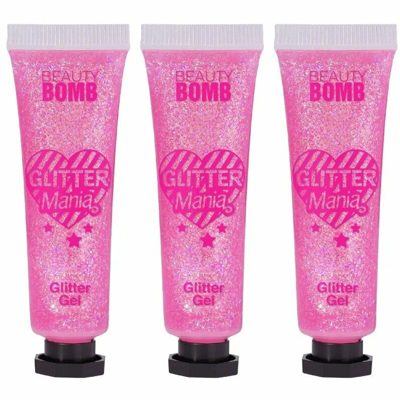 Глиттер гель для лица Beauty Bomb Glitter Mania, тон 02 Coachella 15мл, 3 шт