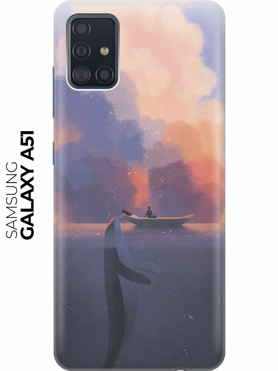 Силиконовый чехол Кит и облака на Samsung Galaxy A51 / Самсунг А51