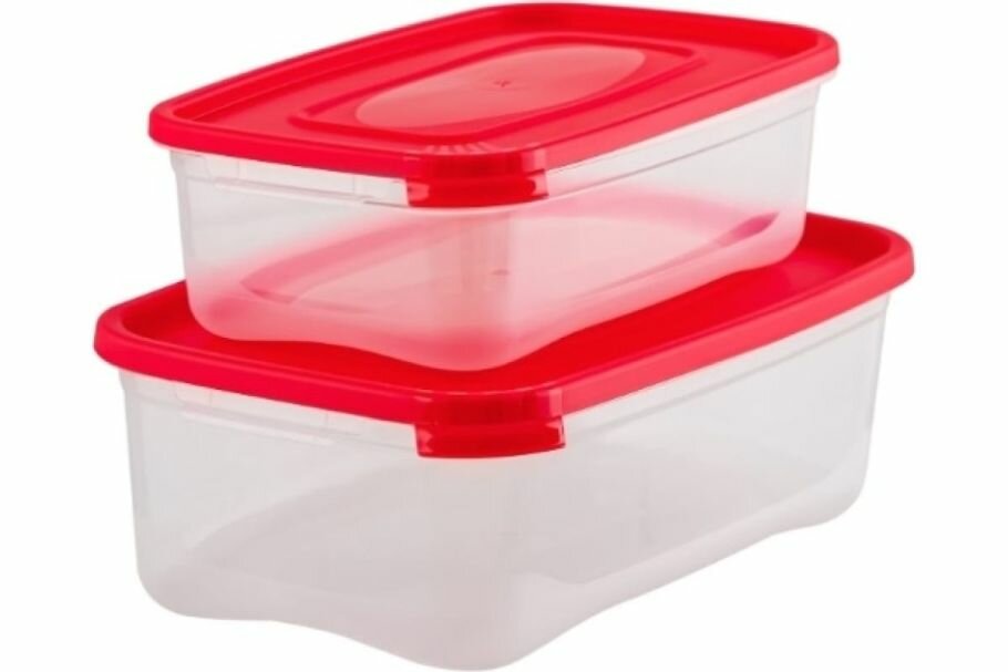 Набор контейнеров "Каскад", 1.2 л и 2.0 л, прямоугольные, пластик