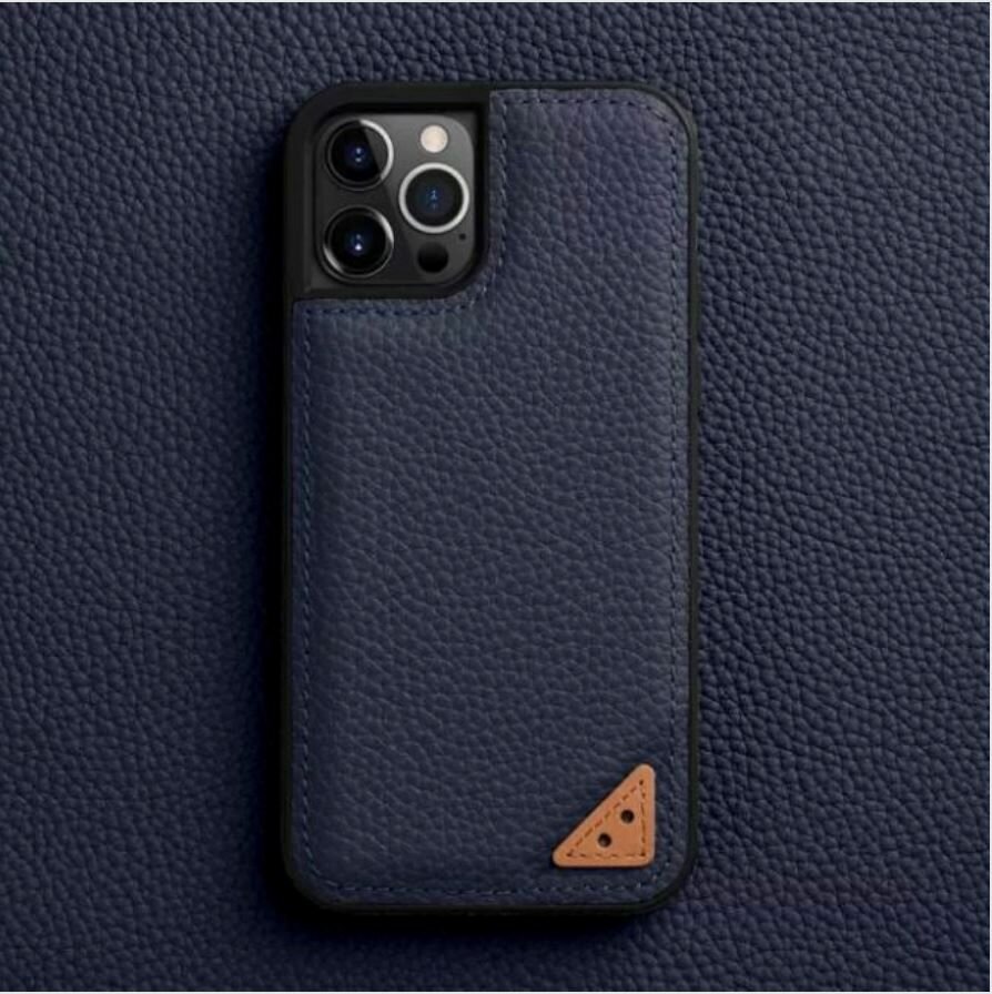 Кожаный чехол накладка Melkco Origin Series Snap Ring Case для Apple iPhone 13 Pro Max, темно-синий