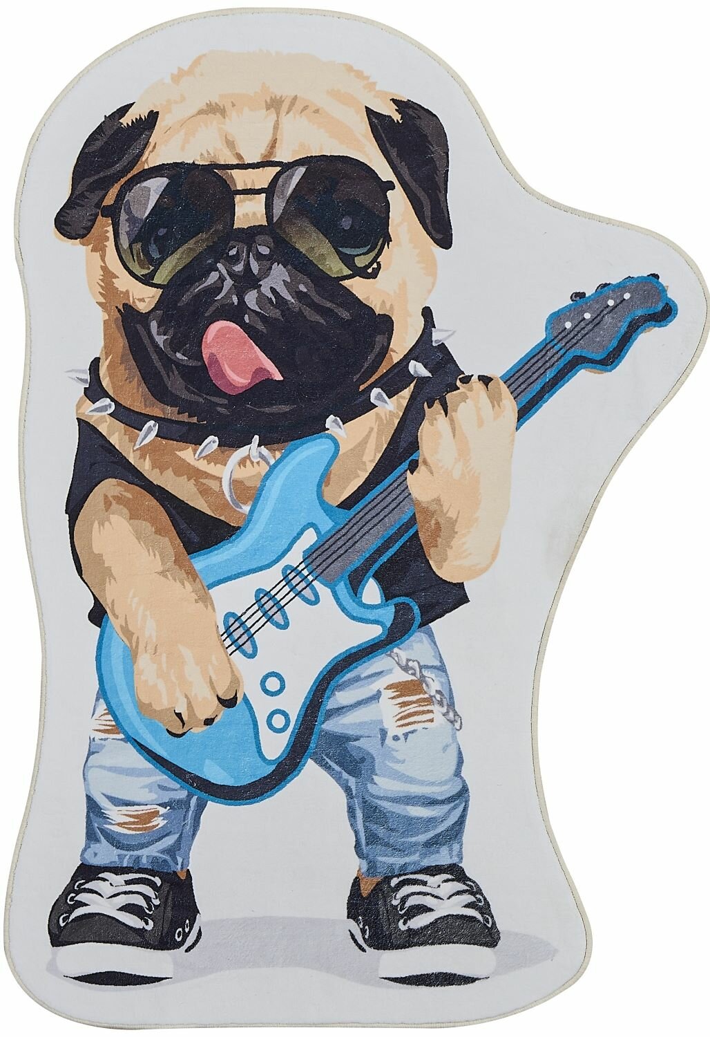 Коврик детский принтованный Kindora VA-08 "Веселый мопс гитарист" 70x100см