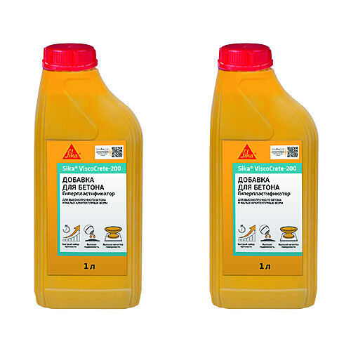 Гиперпластификатор для высокопрочного бетона и малых архитектурных форм Sika ViscoCrete-200 1 л (2 шт.)