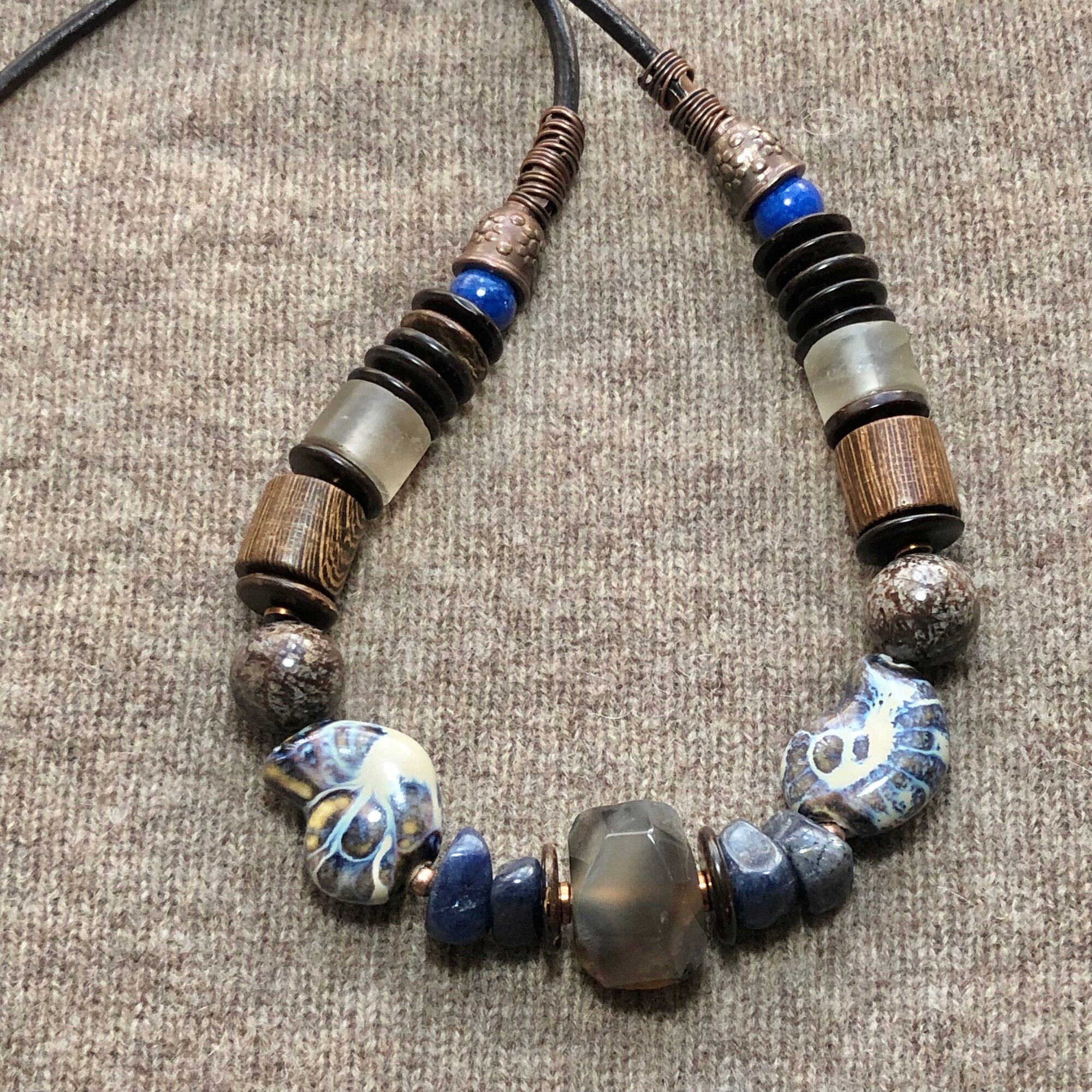 Колье, агат, керамика