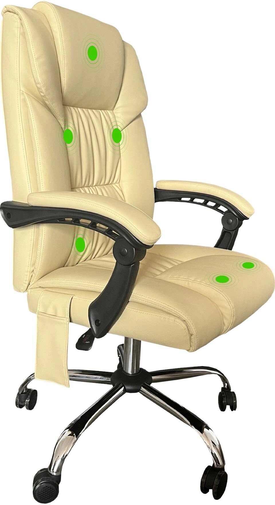 Кресло Cactus с вибромассажем CS-CHR-OC04M-WT, обивка: эко. кожа, цвет: слоновая кость (CS-CHR-OC04M-WT)