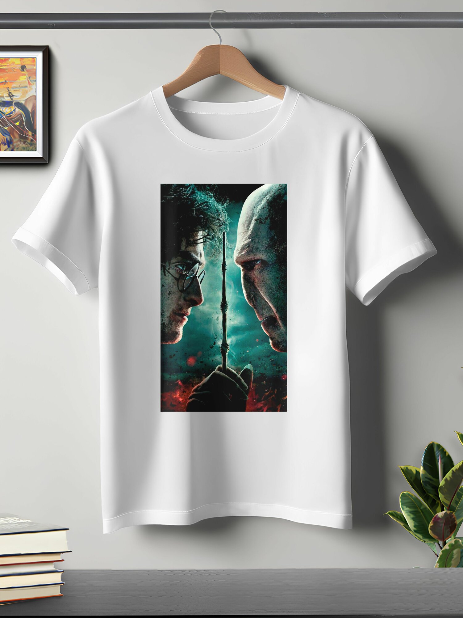 Футболка  Детская ONEQ 128 (8-9) размер с принтом Гарри Поттер, белая