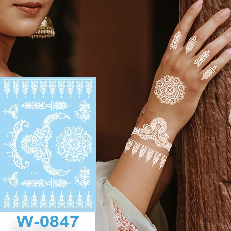 Временная татуировка хной Tattrendy белая w0847w