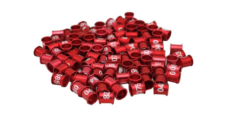 Цифровые алюминиевые кольца для птиц Howell's 100 шт. Бордовый, Красный