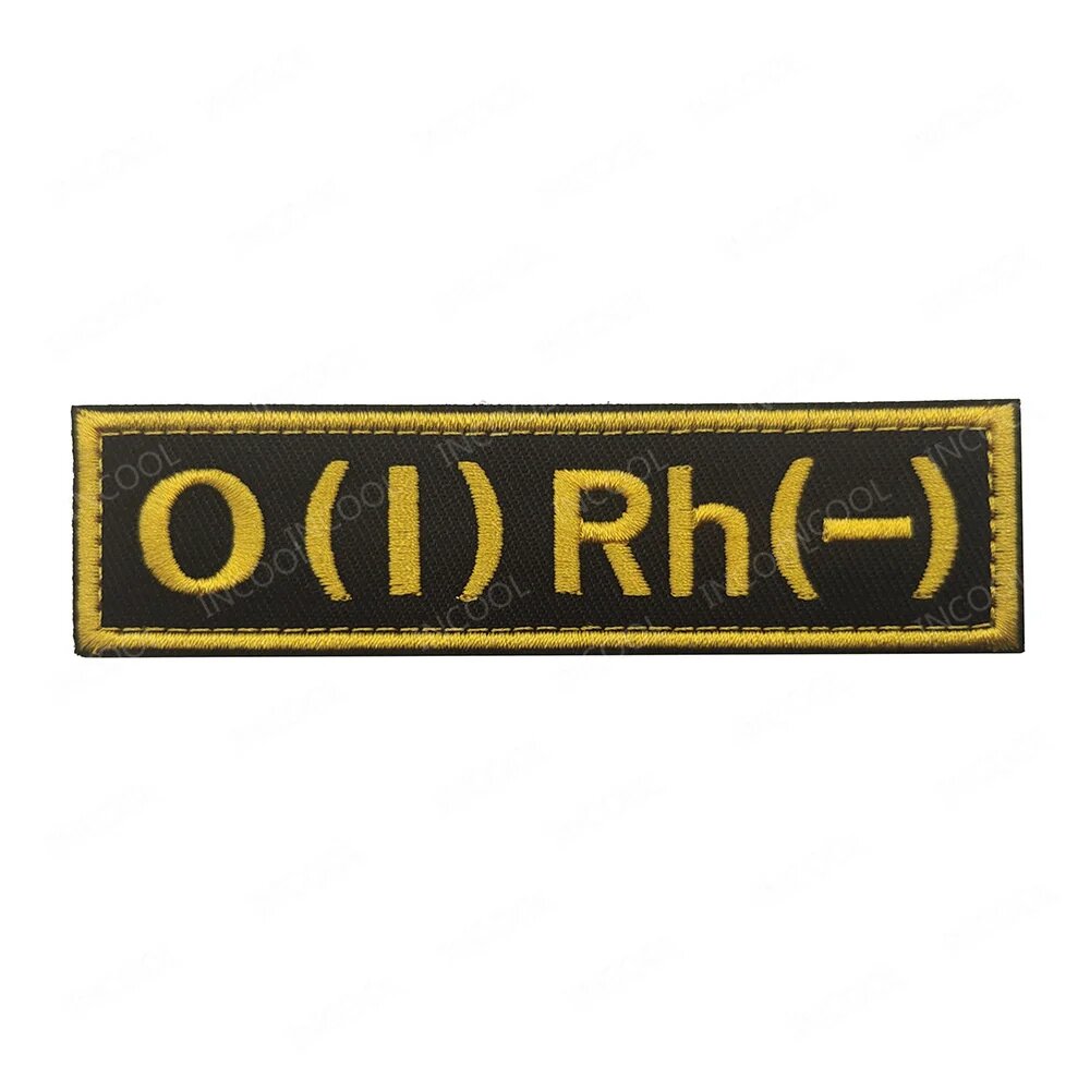 Нашивка с группой крови O(I) Rh(-), вышивка, черный