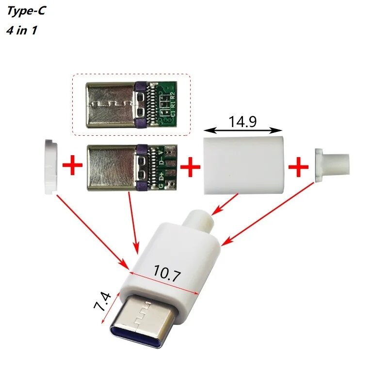 Комплект разъемов USB 2.0 Type C 4 в 1