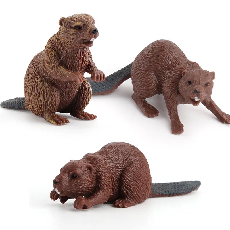 Фигурка бобр пластиковая 3Pcs