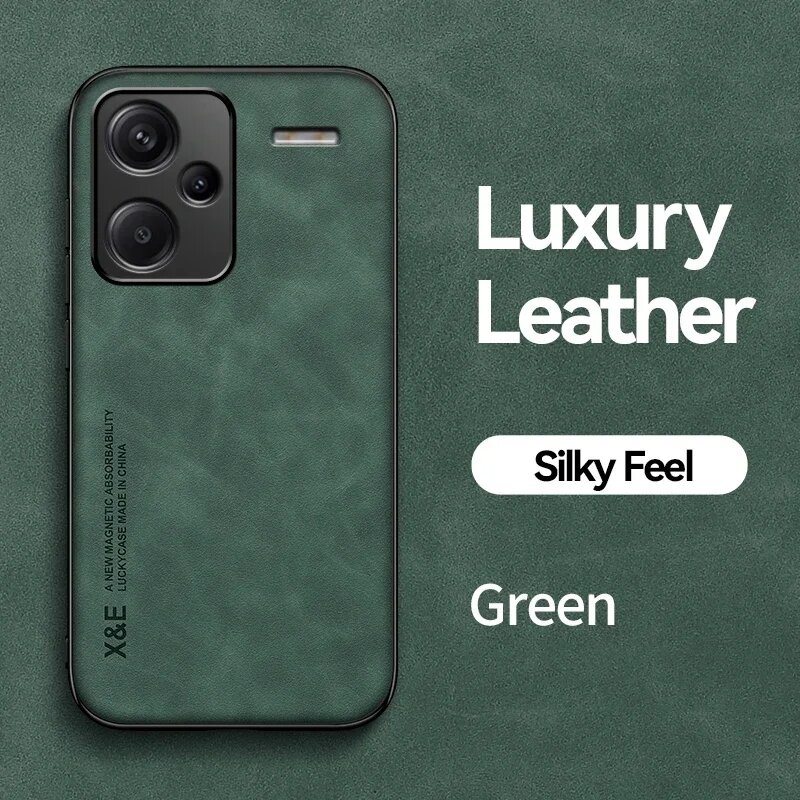 Кожаный чехол для Xiaomi Redmi Note 13 14 12 11 10 Редми Ноут 13 Про + 5G, Темно-зеленый, зеленый
