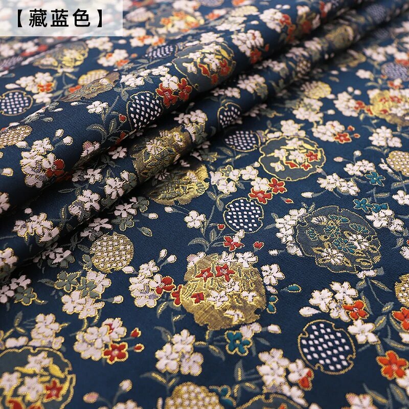 Парча жаккардовый узор 50х75 см Темно-синий, Navy blue fabric