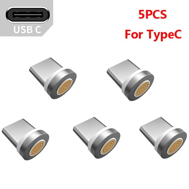 5 шт, магнитный кабель 5А MVQF, Круглый адаптер для быстрой зарядки, наконечники 5pcs type c plug