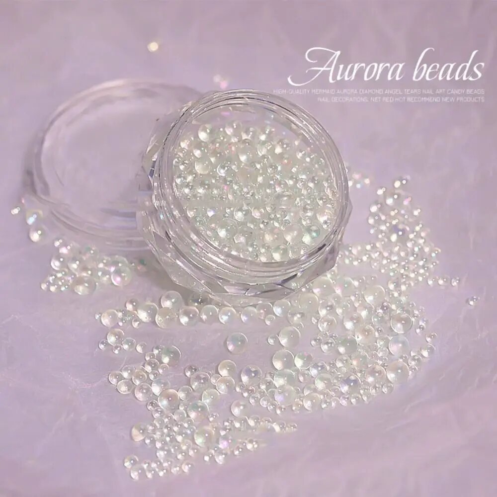 Стеклянные бусины Aurora Bubble Beads 3D для дизайна ногтей White