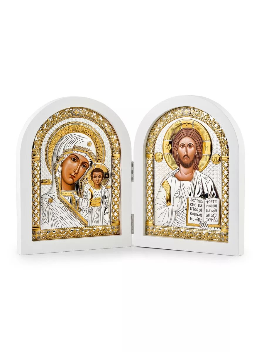 Икона серебряная, греческая Складень, 230x360 мм.