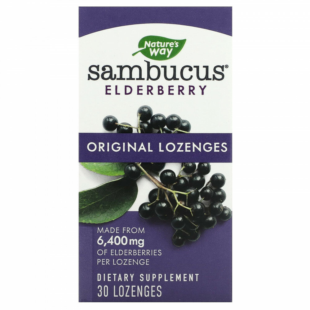 Nature's Way, Sambucus®, пастилки для укрепления иммунитета, бузина и витамин C, для детей от 7 лет, 30 пастилок